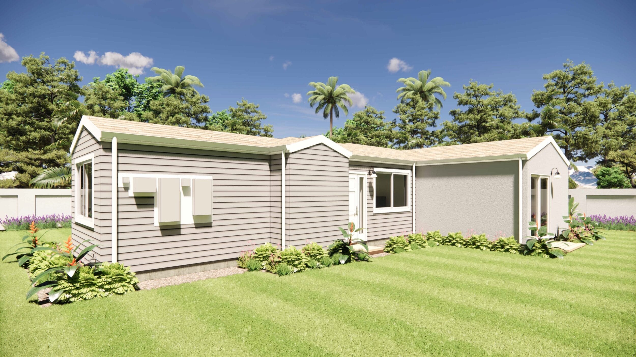 L-Shaped ADU Floorplan - 2 Bedroom plan under 750 sqft