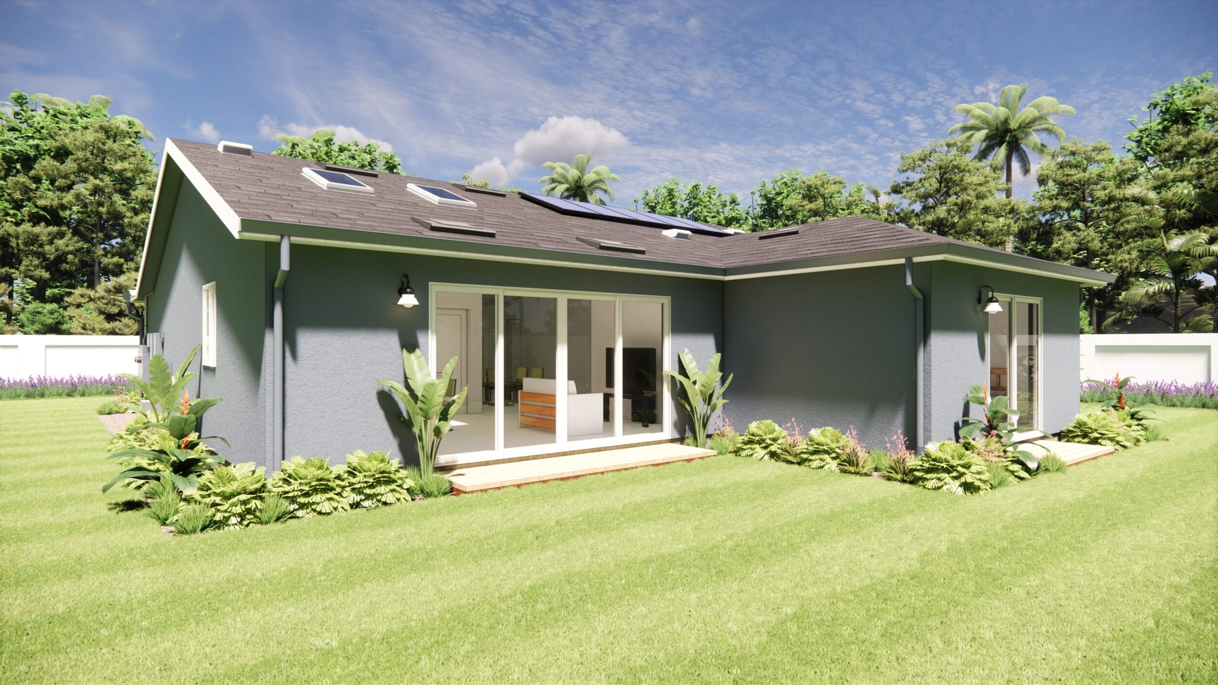 1200 SF Square ADU Plan with Attached Garage